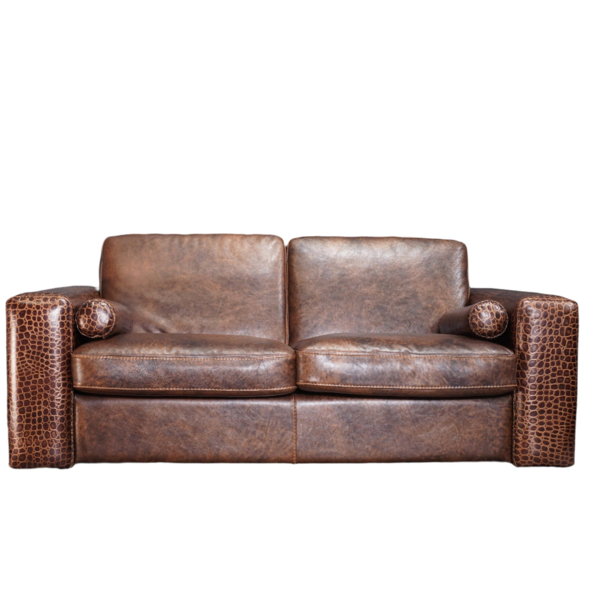Gamma Arredamenti Brown Crocodile Leather 2 Seater Kelly Sofa – REHAUS