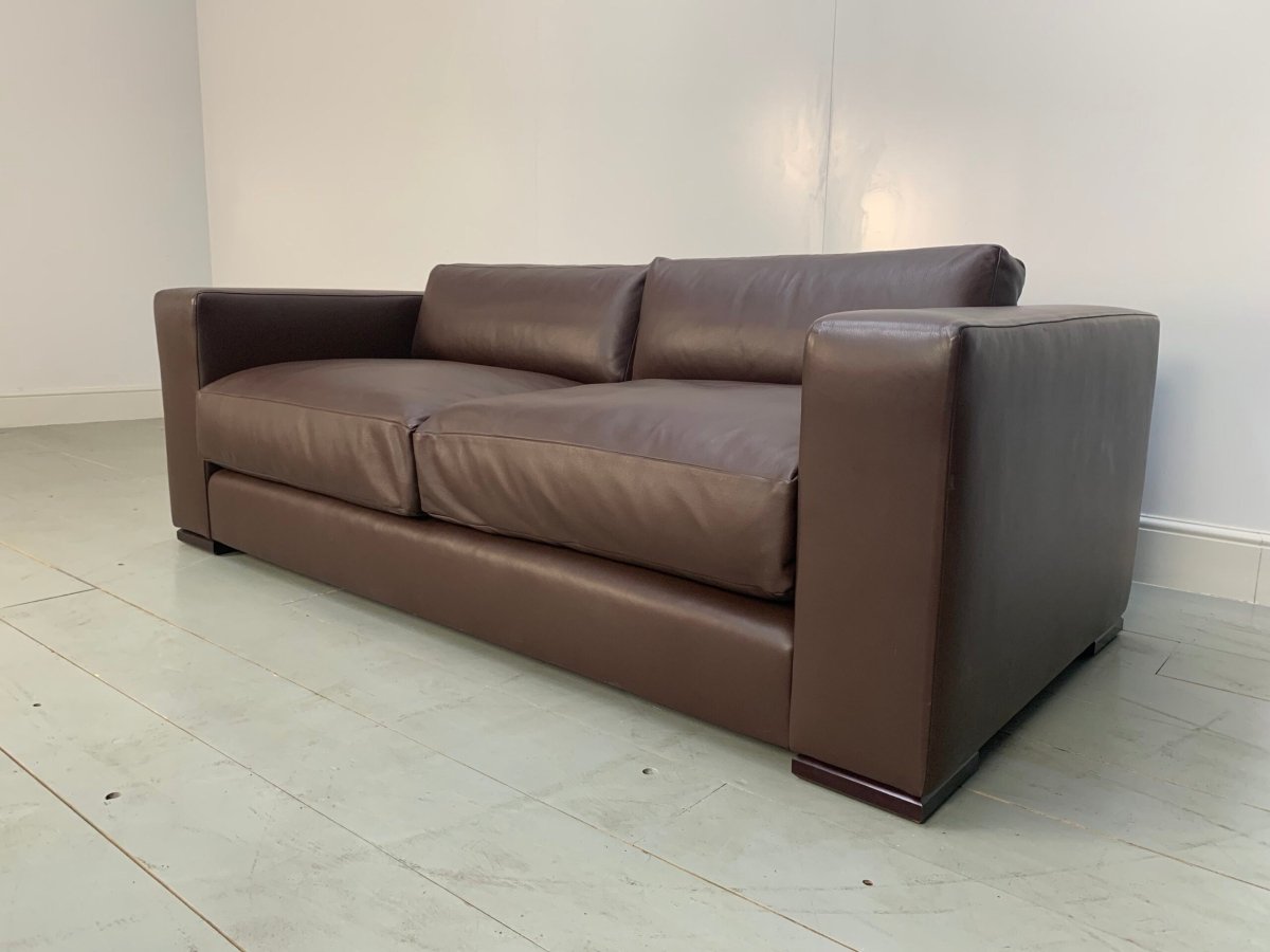 George Smith Leather Sofa - Signature Square - Large 2.5-Seat Sofa in ...