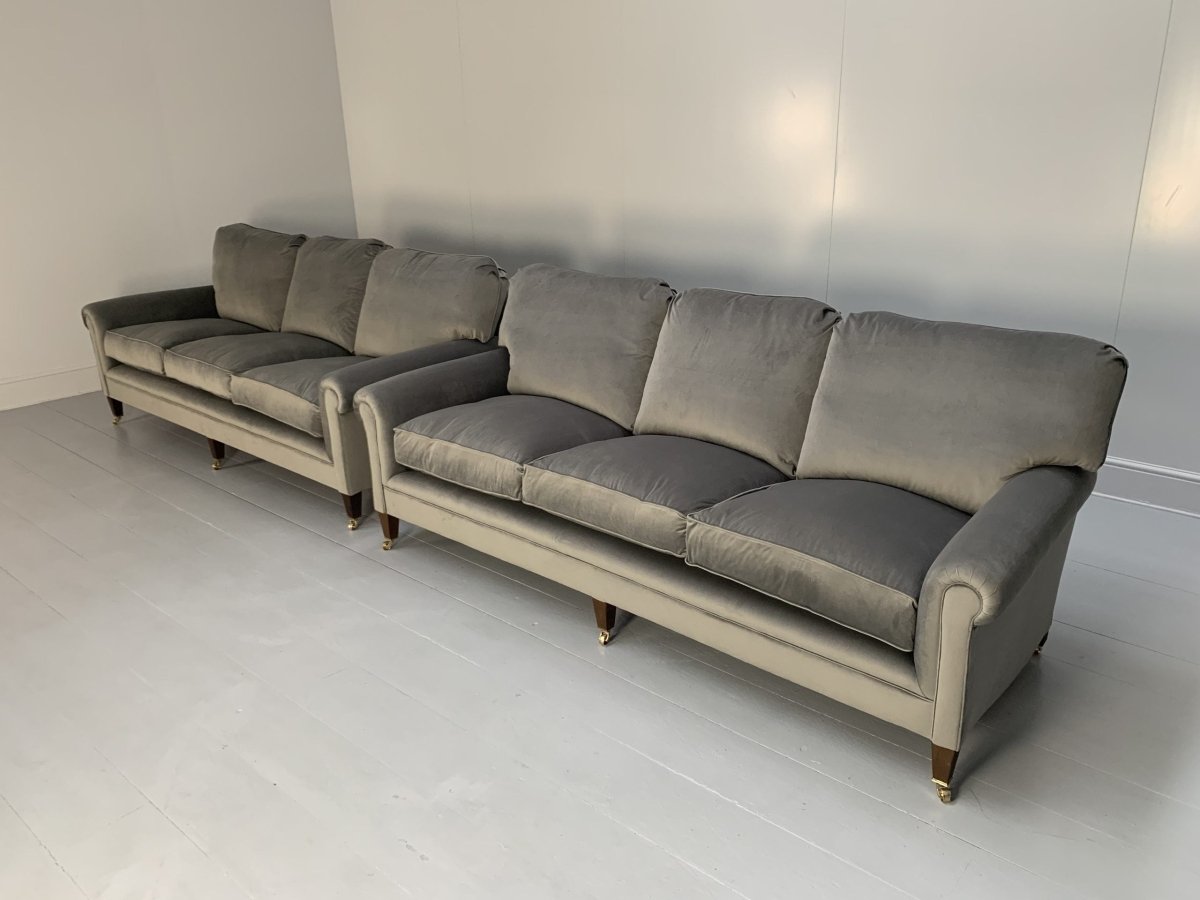 Pair of George Smith Signature 3-Seat Sofas - In Pale Grey Ralph Laure ...